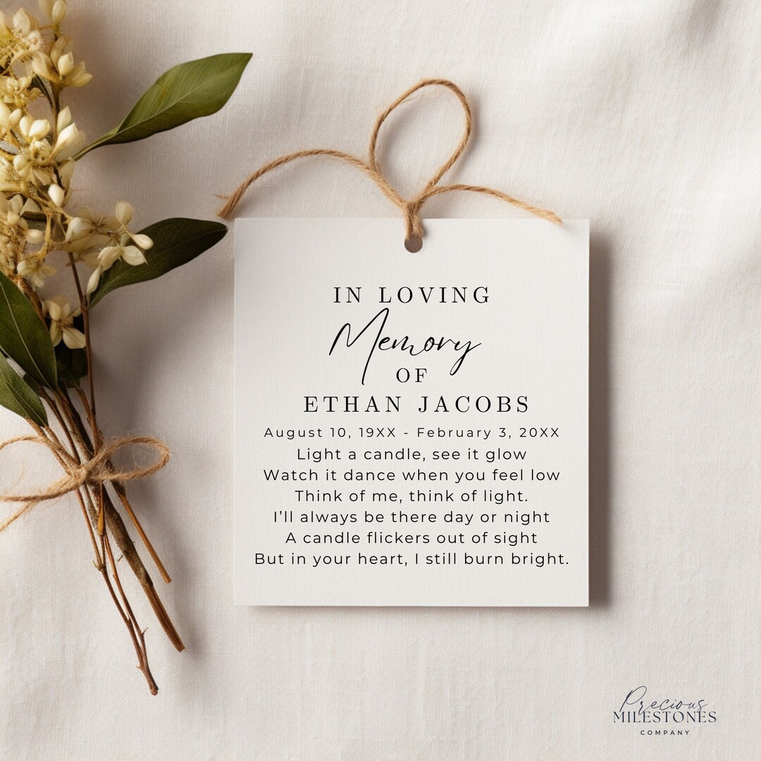 This Candle Burns,funeral Candle Tag,memorial Candle Tag,funeral Favor ...