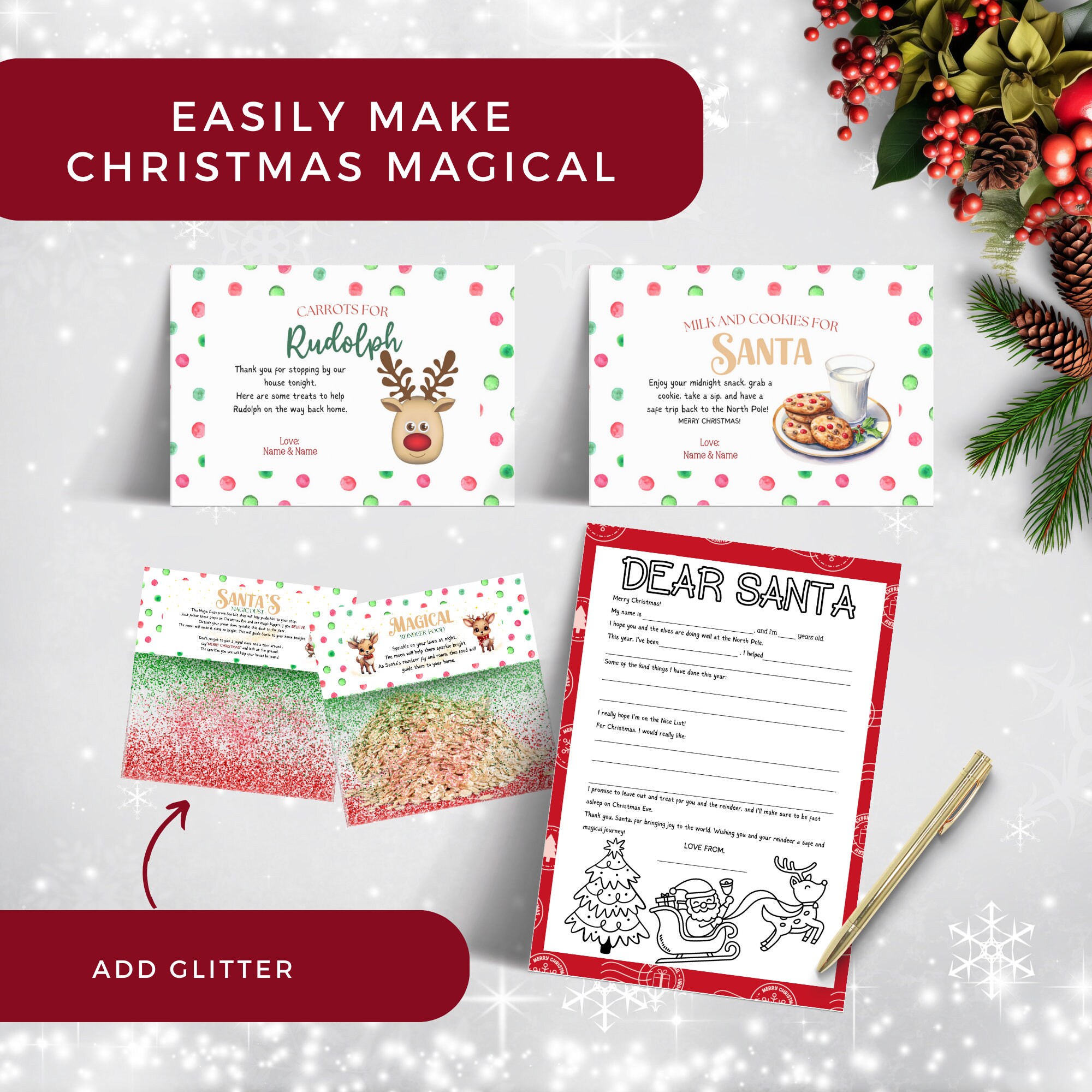 Santa Wishlist Letter Bundle, Nice List, Letter From Santa, Editable ...