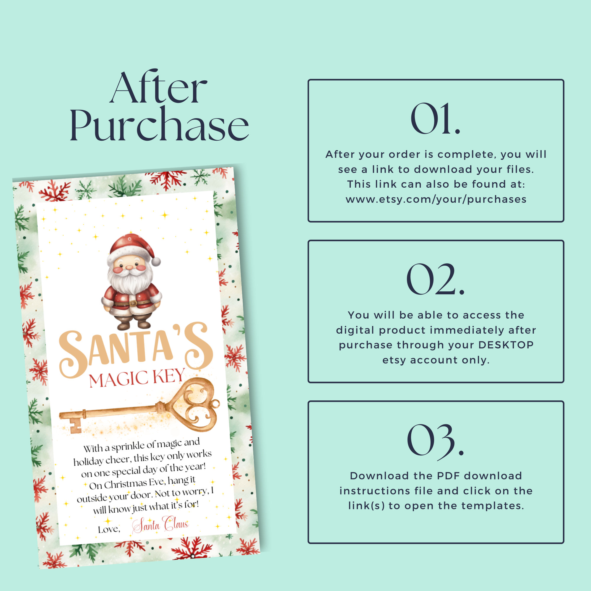 Santa Magic Key Printable Instant Download Christmas Eve - Etsy