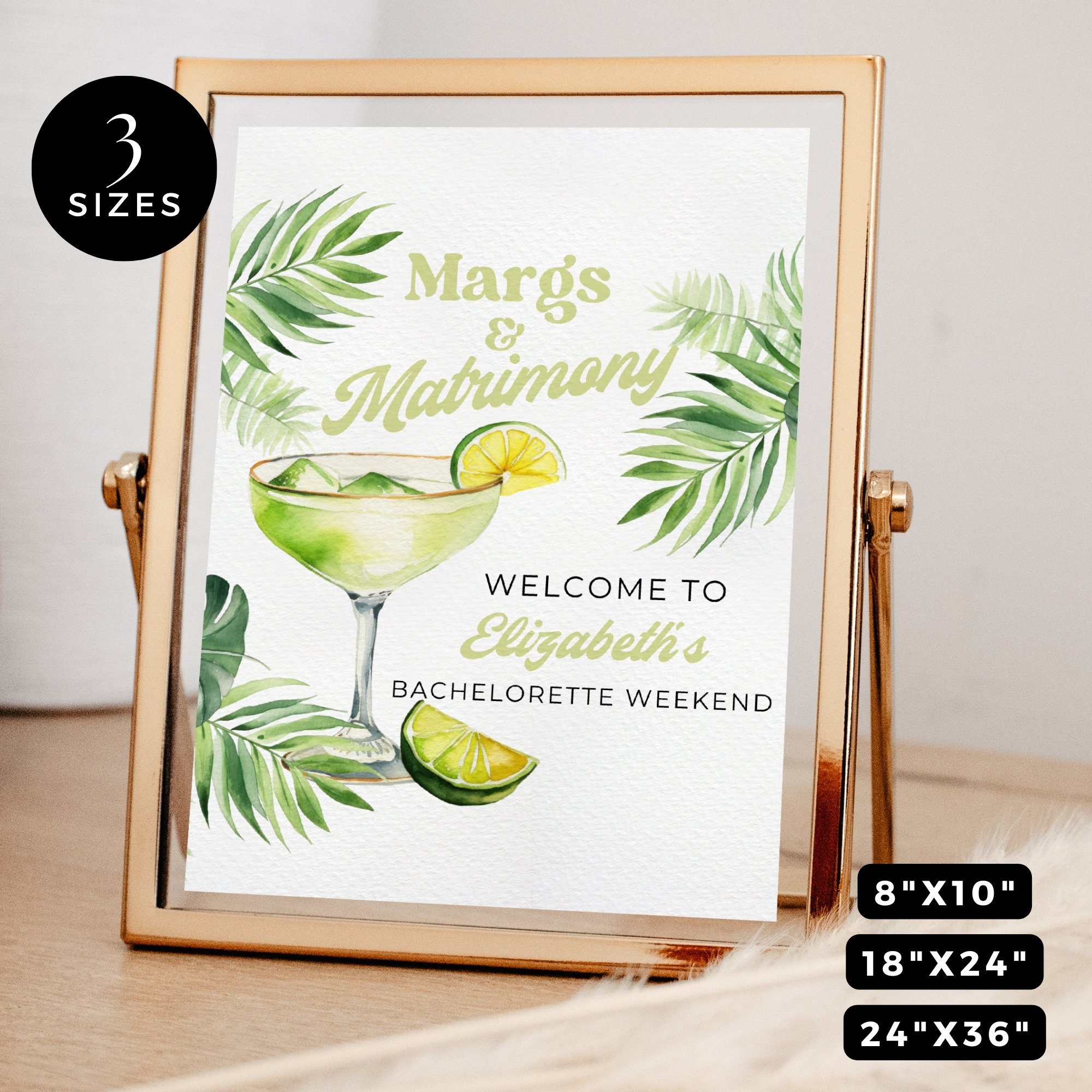 Margs and Matrimony Bachelorette Sign, Hen Party Welcome Poster ...