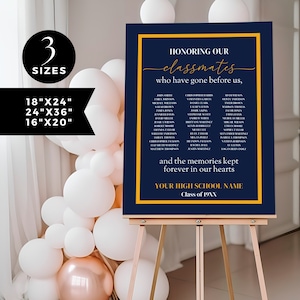 High School Reunion Memorial Sign, in Loving Memory of Classmates ...