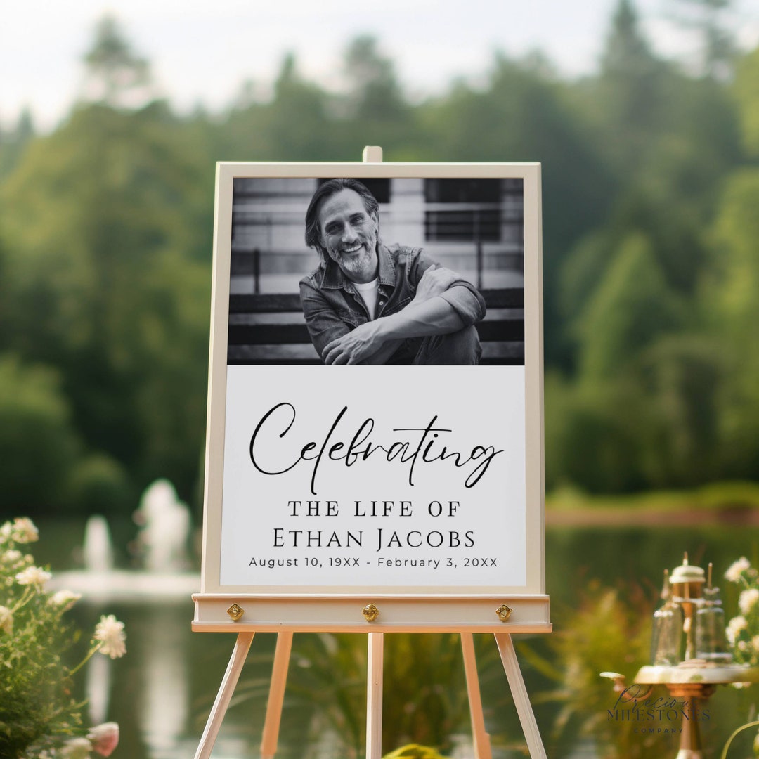 Minimalist Memorial Welcome Sign for Man or Woman, Celebration of Life ...