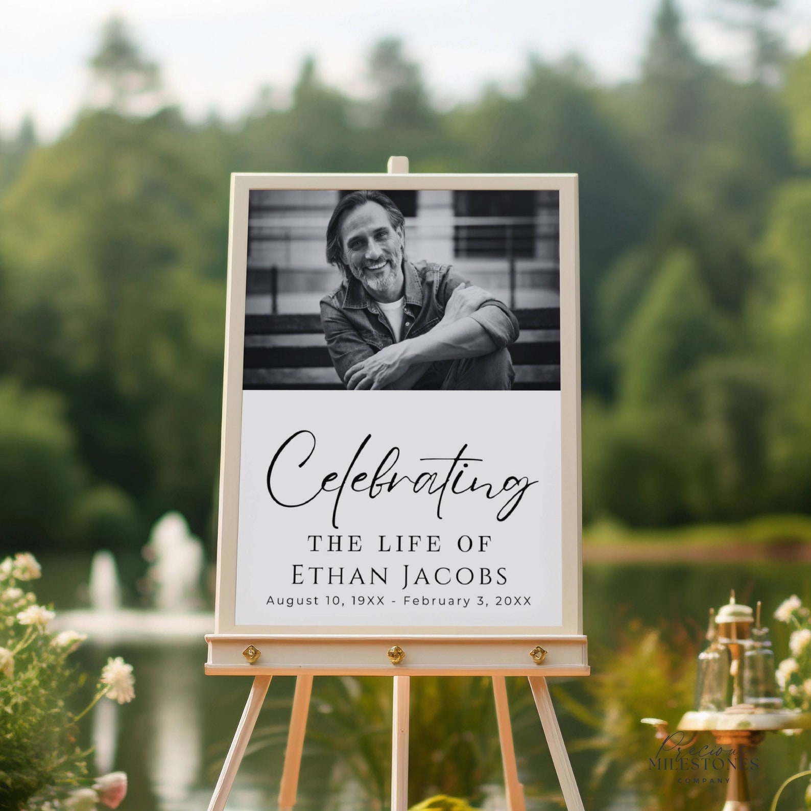 Minimalist Memorial Welcome Sign for Man or Woman, Celebration of Life ...