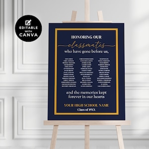 High School Reunion Memorial Sign, in Loving Memory of Classmates ...