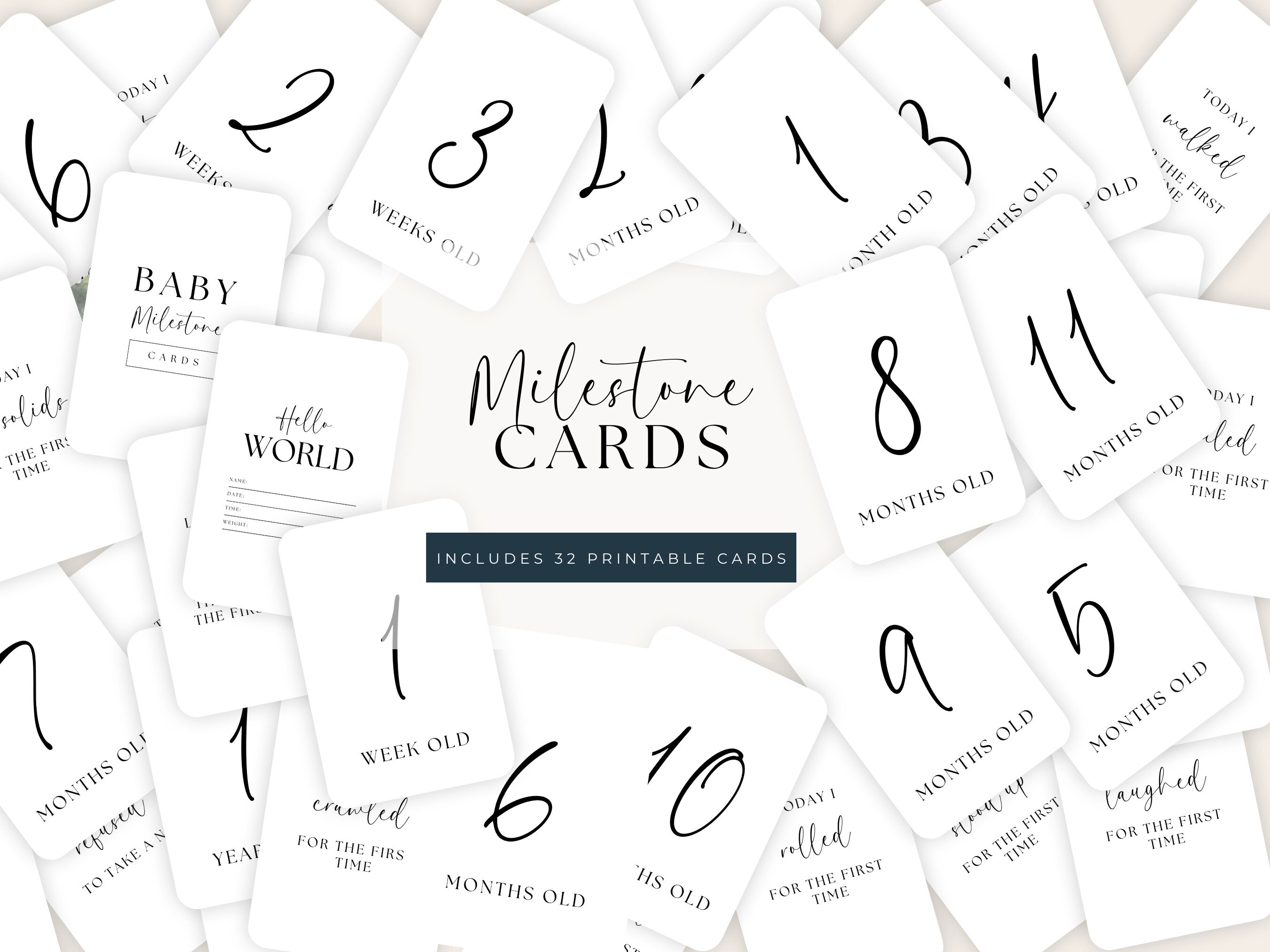 Baby Milestone Card, Cute Photo Prop Milestone Card, Baby Shower Gift ...