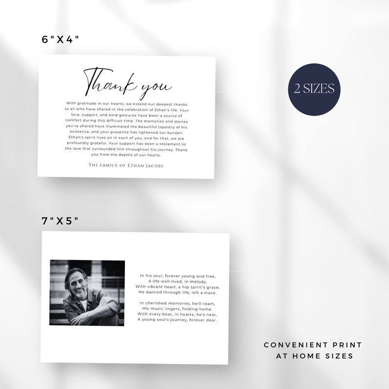 Personalized Sympathy Acknowledgement Card, Funeral Thank You Card ...