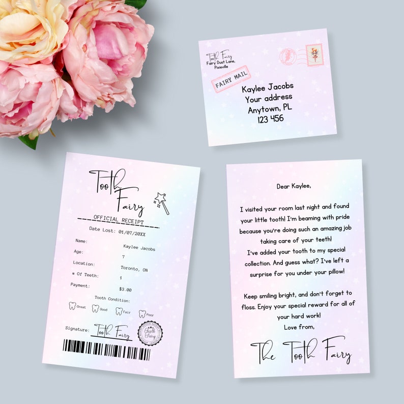 Printable Mini Tooth Fairy Set With Envelope Editable Tooth - Etsy