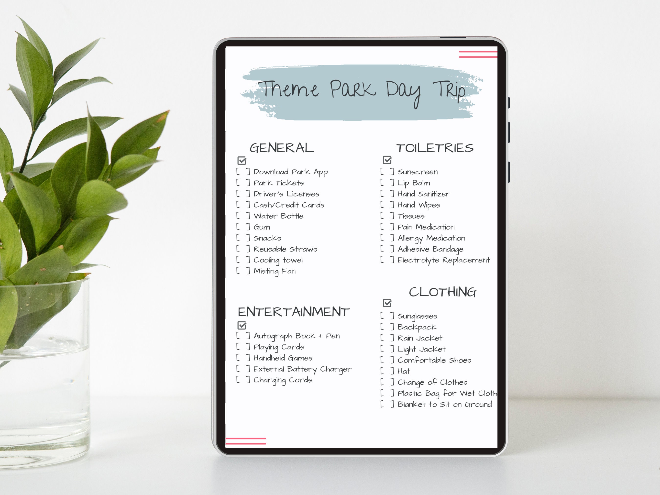 Theme Park Packing List | Editable in Canva - Etsy