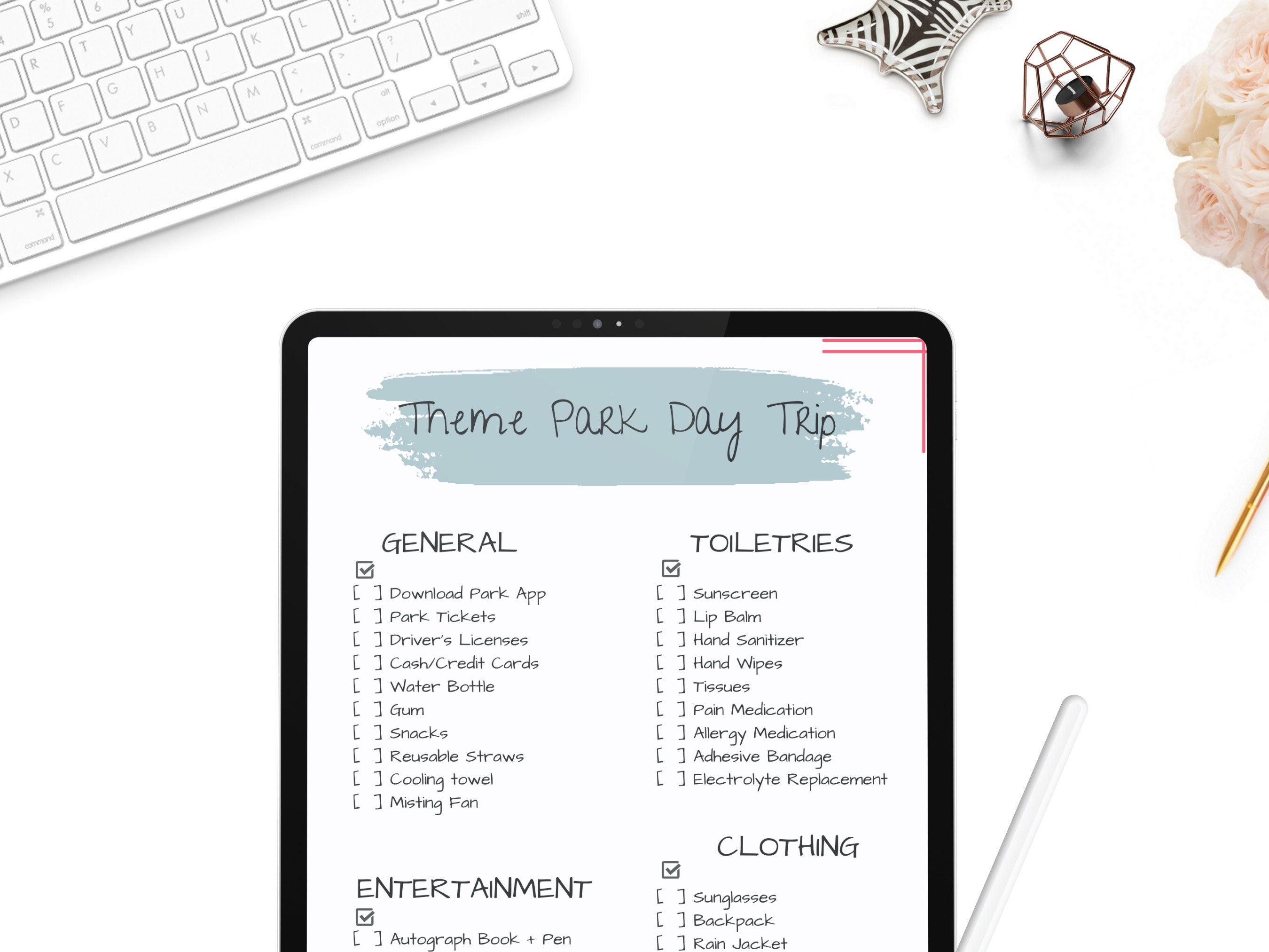 Theme Park Packing List | Editable in Canva - Etsy