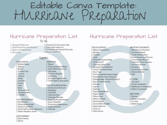 Hurricane Preparation List