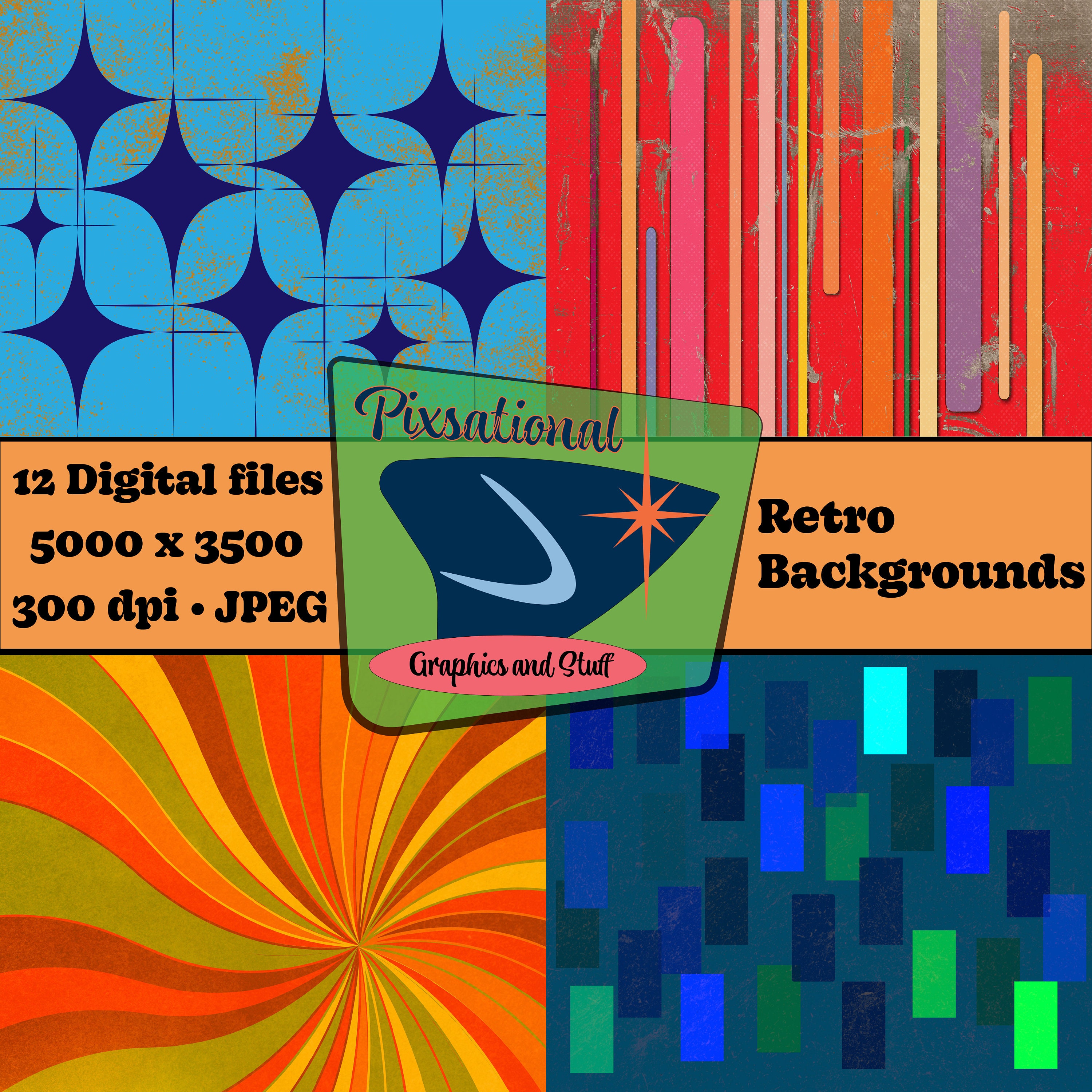 Pixsational Digital Retro Backgrounds Bundle - Etsy