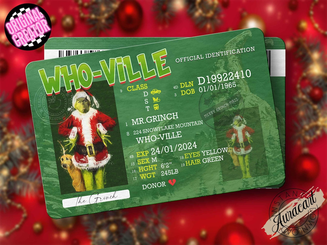 Grinch ID Card Png Grinch ID Png Grinch Png Grinch Lost - Etsy Australia