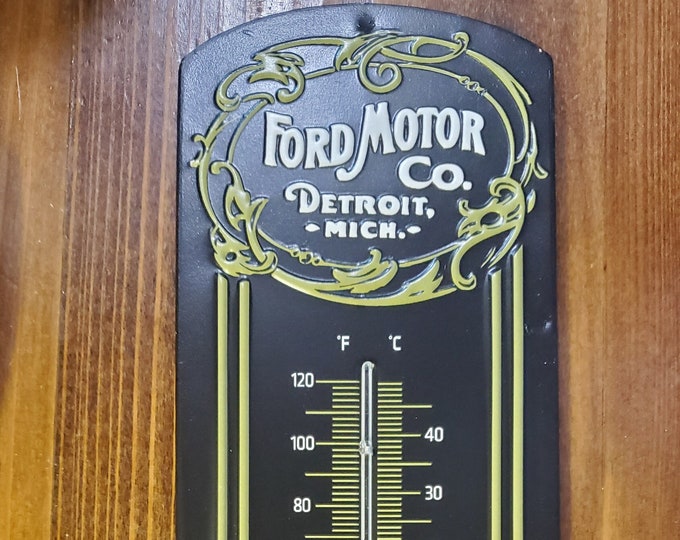 Ford Thermometer Metal Sign Old Logo Motor Oil Gas Station Mancave ...