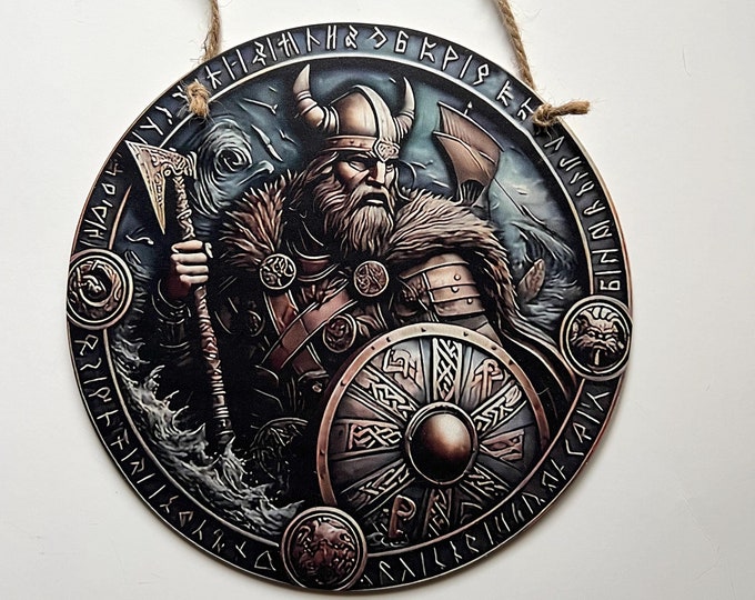8" Viking Warrior Hanging Sign Wood Sign Decor Garage Gifts for Men ...
