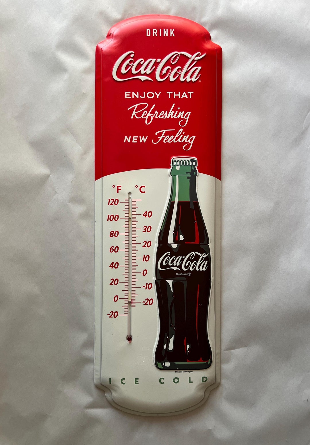 Large Coca Cola Thermometer Metal Sign Vintage Style Mancave Decor ...