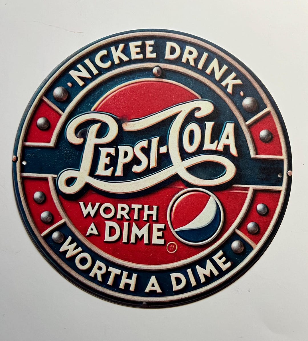 8 Round Pepsi Cola Tin Metal Sign Pepsi Decor Garage Wall Decor for ...
