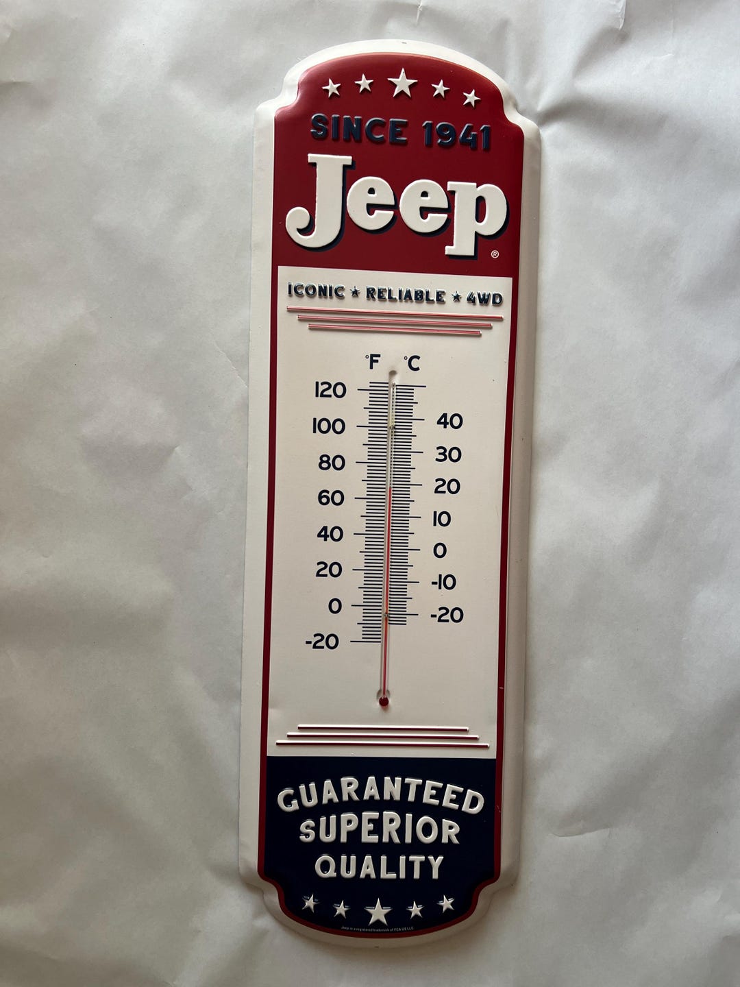 Large Jeep Thermometer 4WD Metal Sign Vintage Style Mancave Decor ...