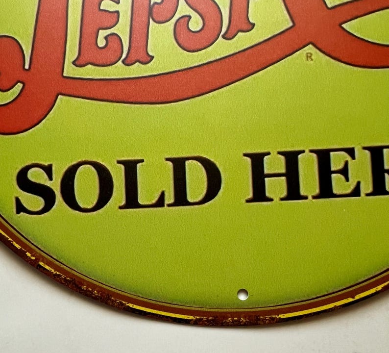 7.5" Round Pepsi Cola Tin Metal Sign Pepsi Decor Garage Rustic Vintage ...