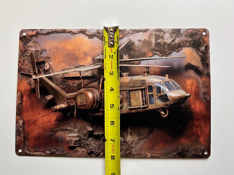 Old Helicopter Airplane Metal Sign Decor Garage Gifts for Men Wall ...