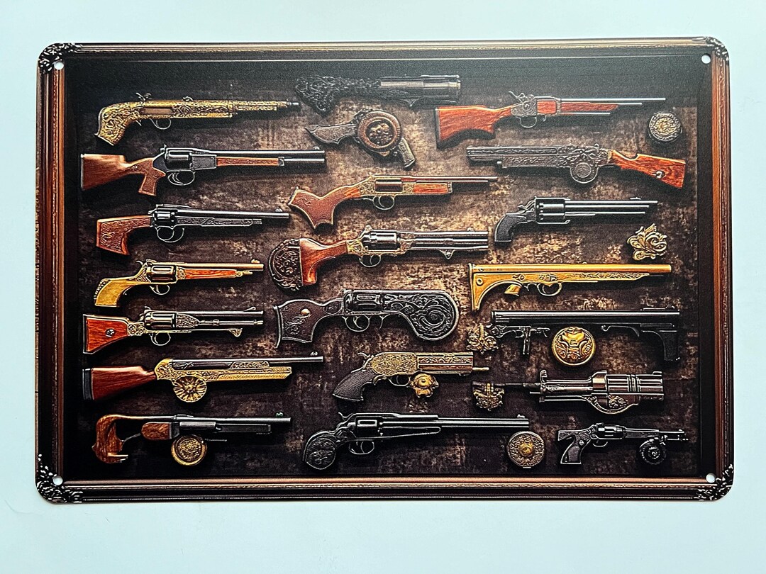 Gun Firearm Art Poster Wood Sign Firearm Poster Wall Decor Garage Gifts ...