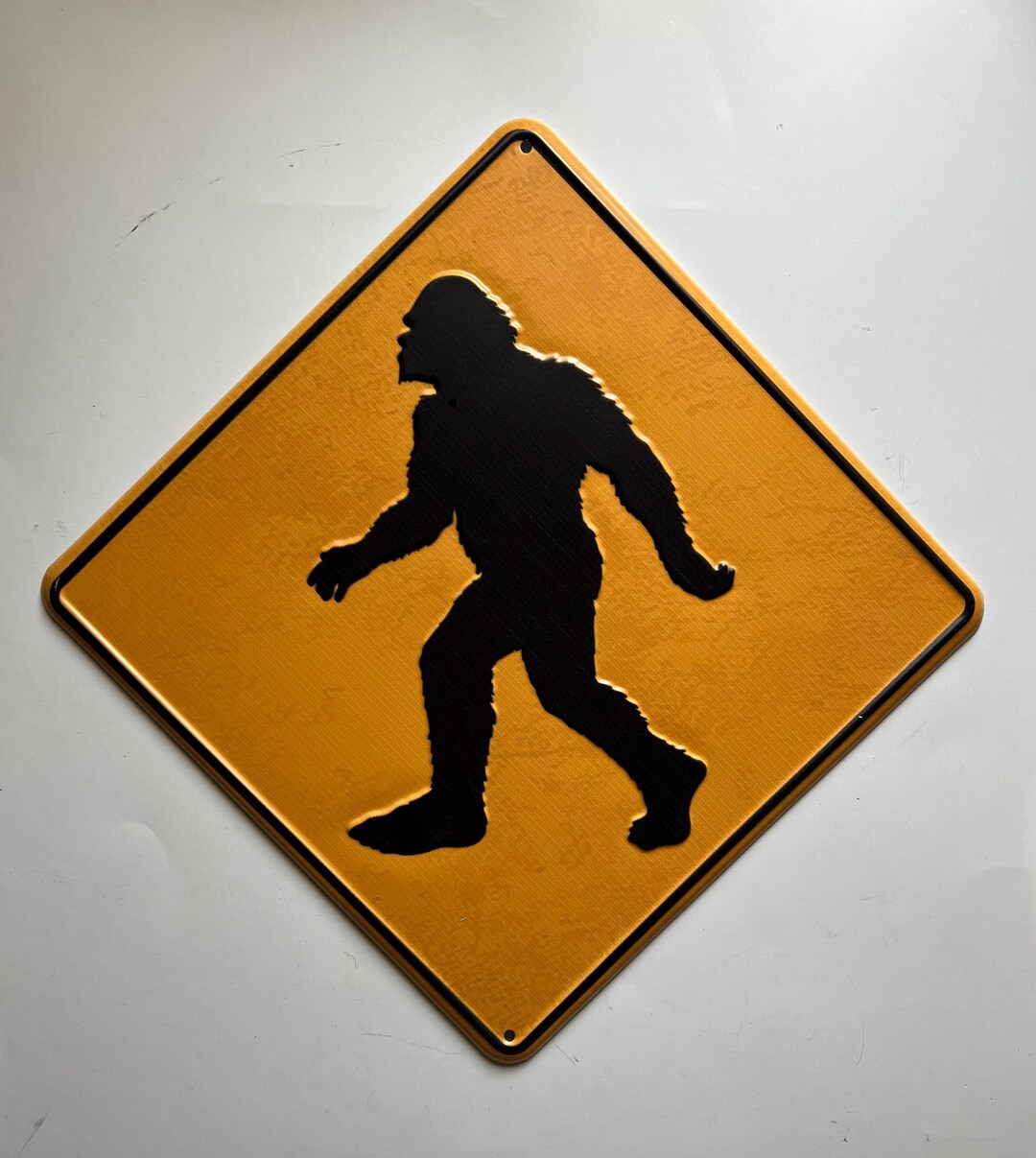 Sasquatch Big Foot Yeti Diamond Sign Yellow Black Sasquatch Decor Tin ...