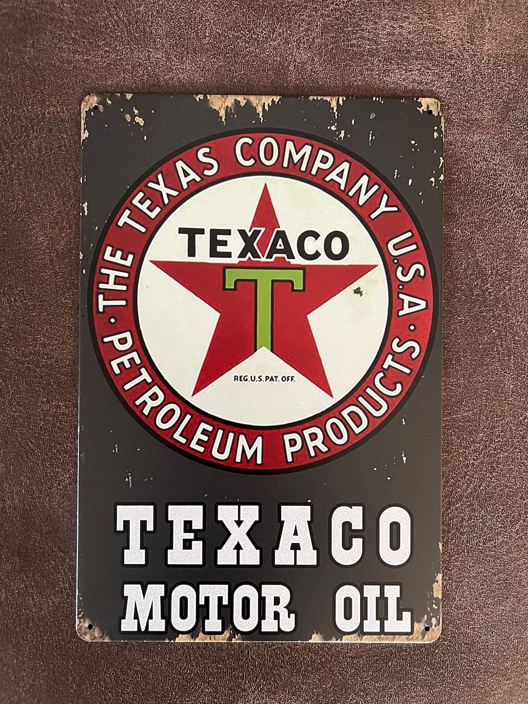 Texaco Motor Oil Tin Metal Sign Man Cave Decor Garage Gifts for Men ...