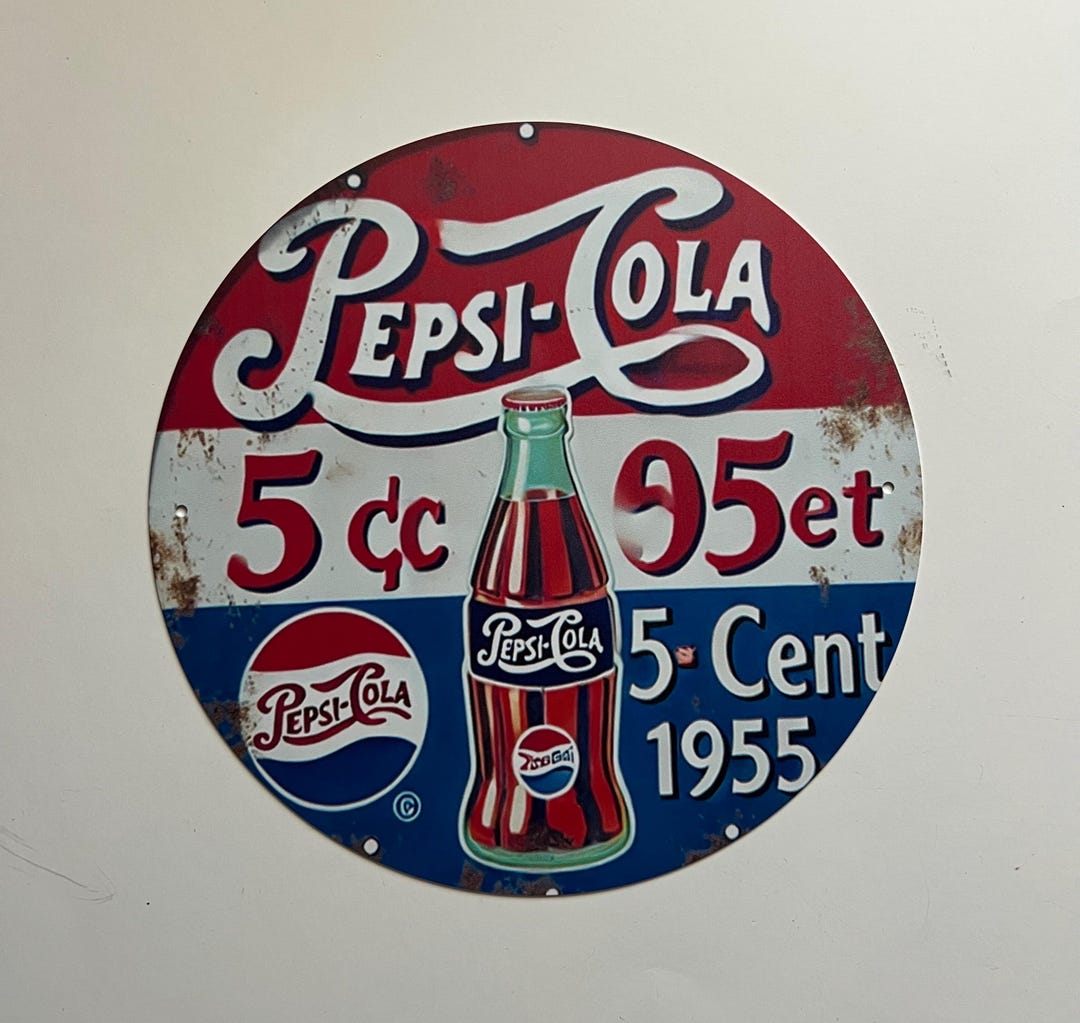 8" Round Pepsi Cola Tin Metal Sign Pepsi Decor Garage Wall Decor for ...