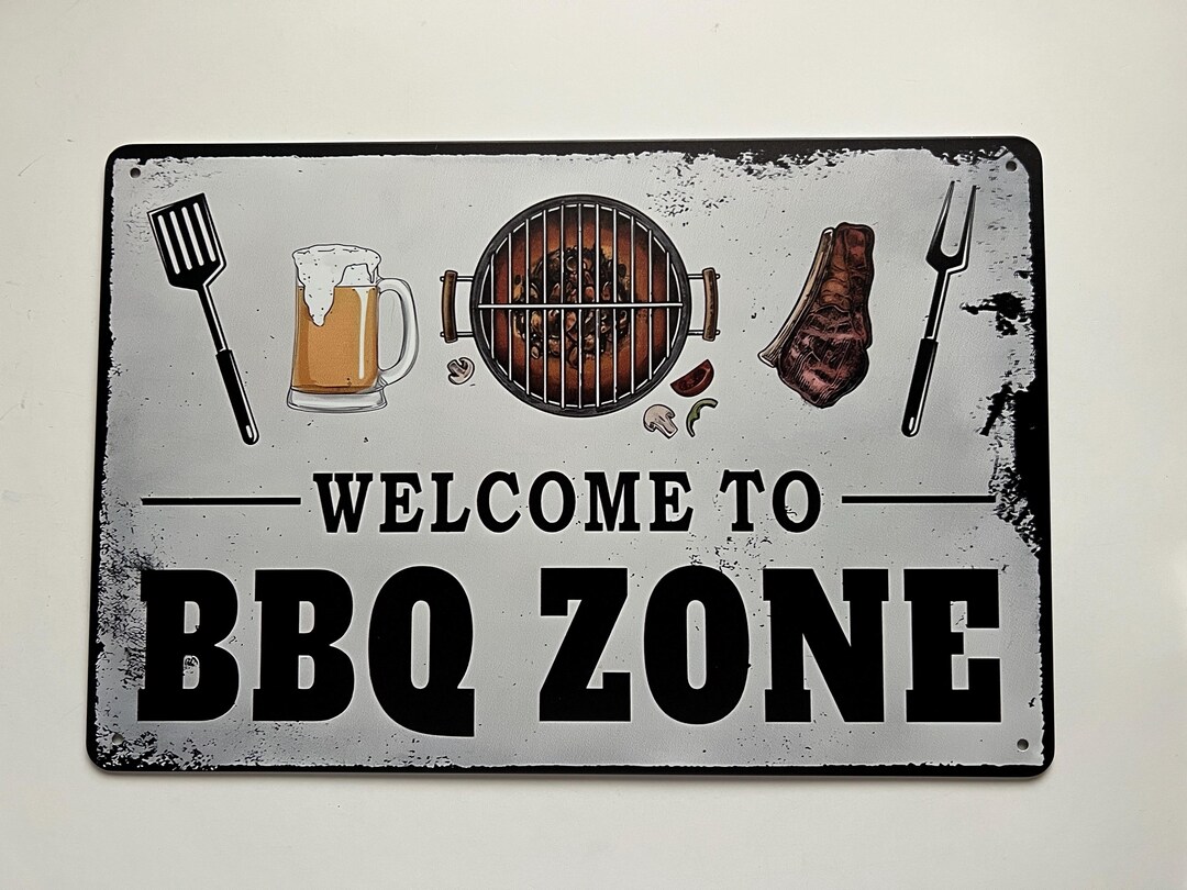BBQ Zone Food Tin Metal Sign Man Cave Decor Garage Gifts for Men Wall ...