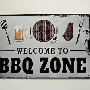 BBQ Zone Food Tin Metal Sign Man Cave Decor Garage Gifts for Men Wall ...