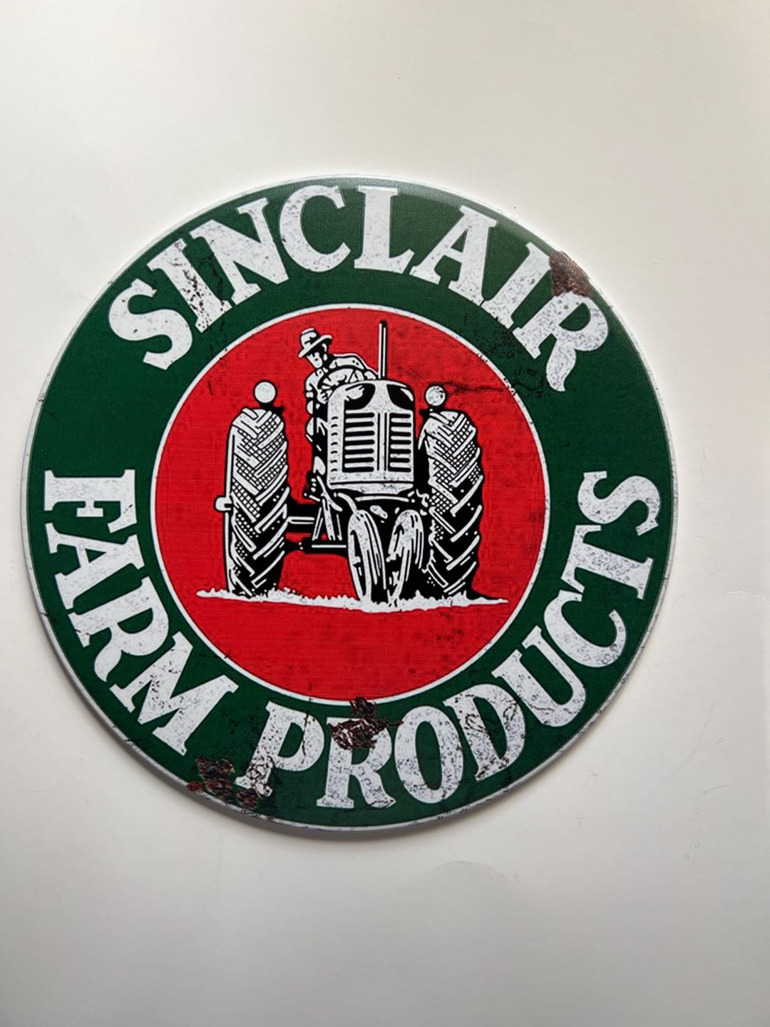 Green & Red Sinclair Farm Products Circle Metal Sign Mancave 12 ...