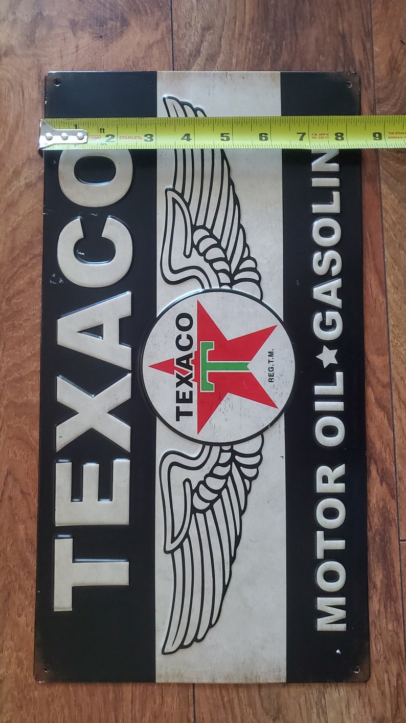 Texaco Winged Metal Sign 16x 8.75 Embossed Mancave Garage Bar - Etsy