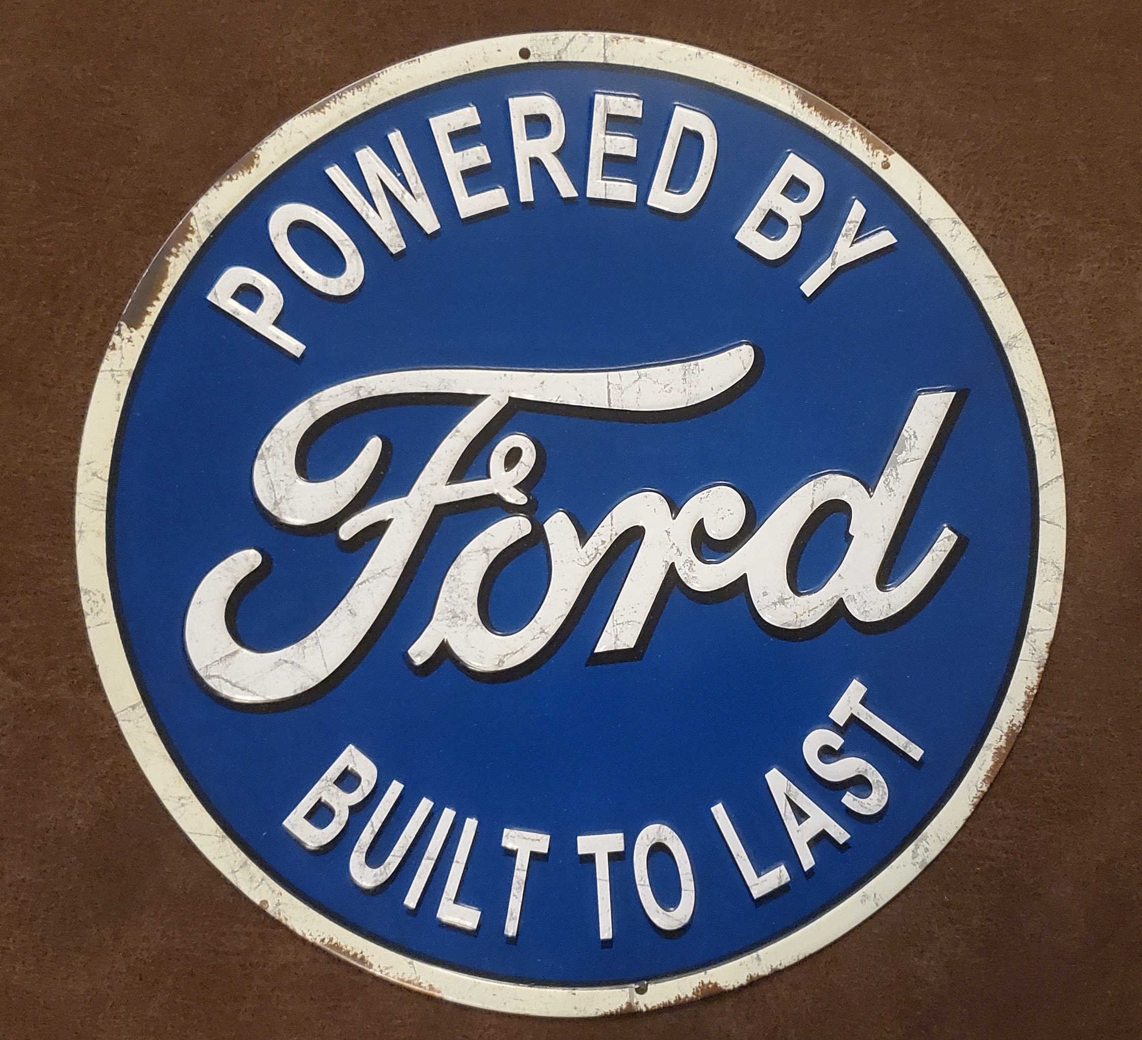Powered by Ford Built to Last Sign Motor Oil Gas Station Mancave Decor ...