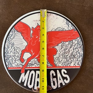 Mobil Gasoline Metal Tin Sign Motor Oil Gas Station Mancave Decor ...
