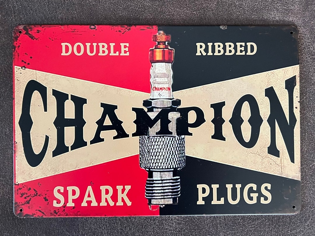 Champion Spark Plugs Tin Metal Sign Man Cave Decor Garage Gifts for Men ...
