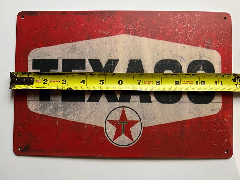Texaco 11"x7" Rustic Round Metal Sign Man Cave Tin Sign Garage Sign ...