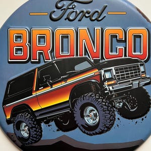 Ford Bronco Metal Embossed Round Sign Man Cave Garage Sign Gifts for ...