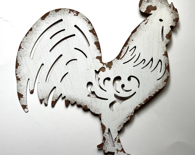 12" Metal Rooster Sign Art Chicken Art Rustic Chicken Metal Signs ...
