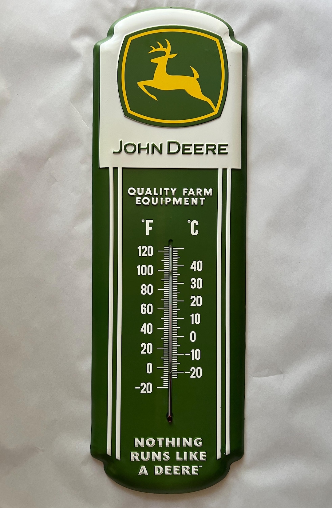 Large John Deere Thermometer Tractor Metal Sign Vintage Style Mancave ...