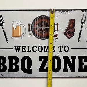 BBQ Zone Food Tin Metal Sign Man Cave Decor Garage Gifts for Men Wall ...