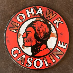 Mohawk Gasoline Metal Sign Motor Oil Gas Station Mancave Decor Tin Sign ...