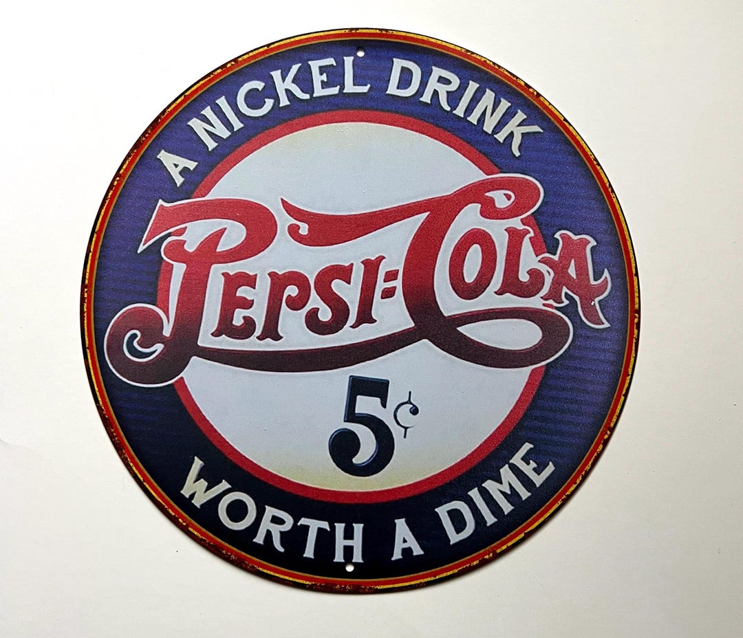 Round Pepsi Cola Tin Metal Sign Pepsi Decor Garage Wall Decor for ...