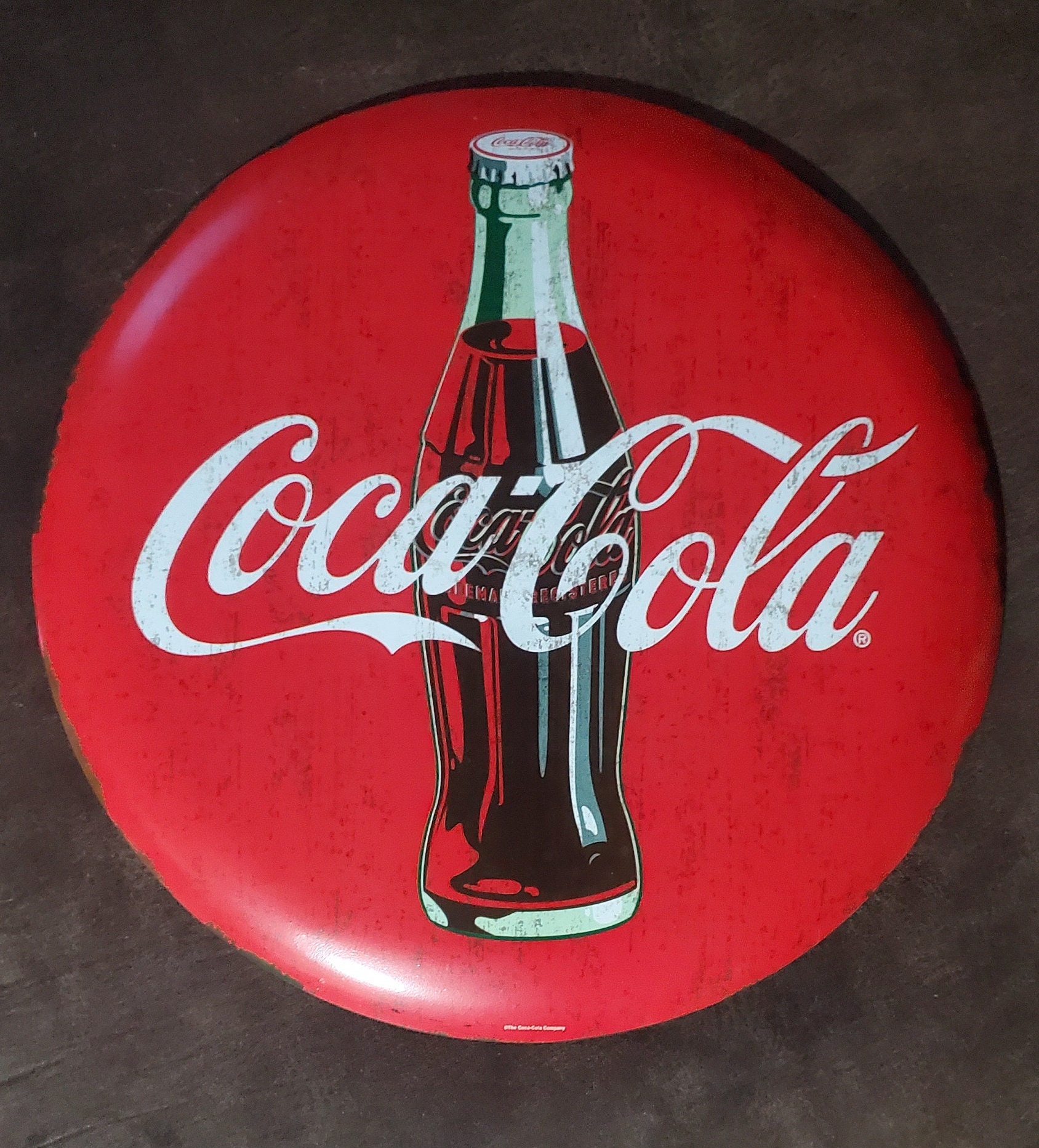 Coca-cola 15 Rustic Look Button Metal Sign Motor Oil Gas Station ...