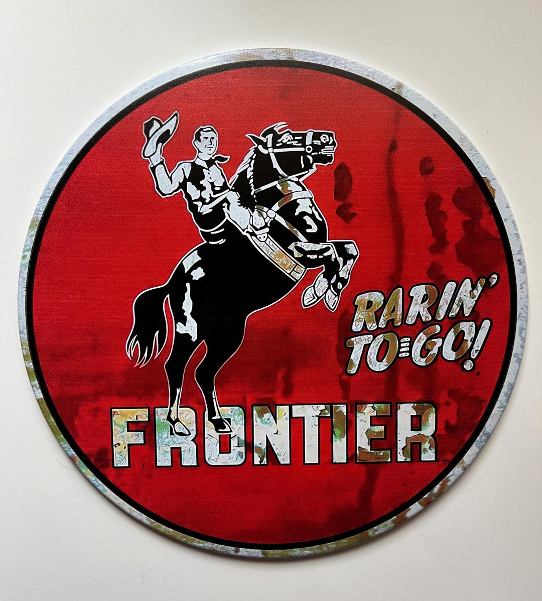 Frontier Oil and Gasoline Tin Metal Sign Motor Oil Gas Decor Sign ...