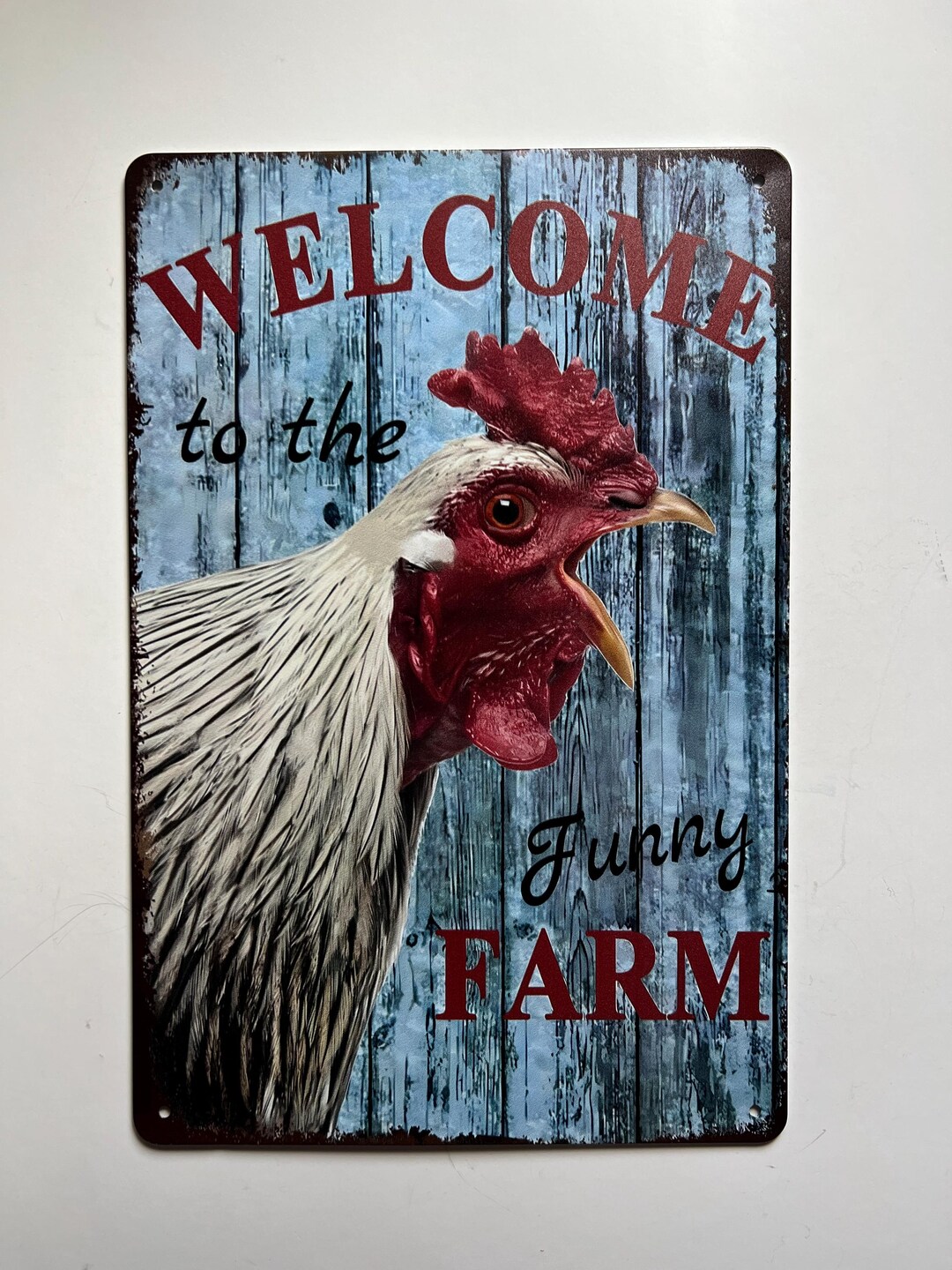 Welcome Funny Farm Chicken Tin Metal Sign Farm Chicken Coop Decor Wall ...