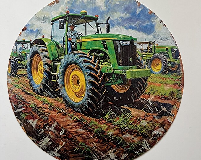 Round Tractor Rustic Metal Sign Man Cave John Deere 8" Tin Sign Garage ...
