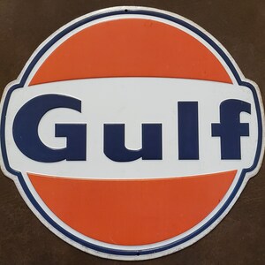 Gulf Oil Logo Gasoline Metal Sign Motor Oil Gas Station Mancave Decor ...