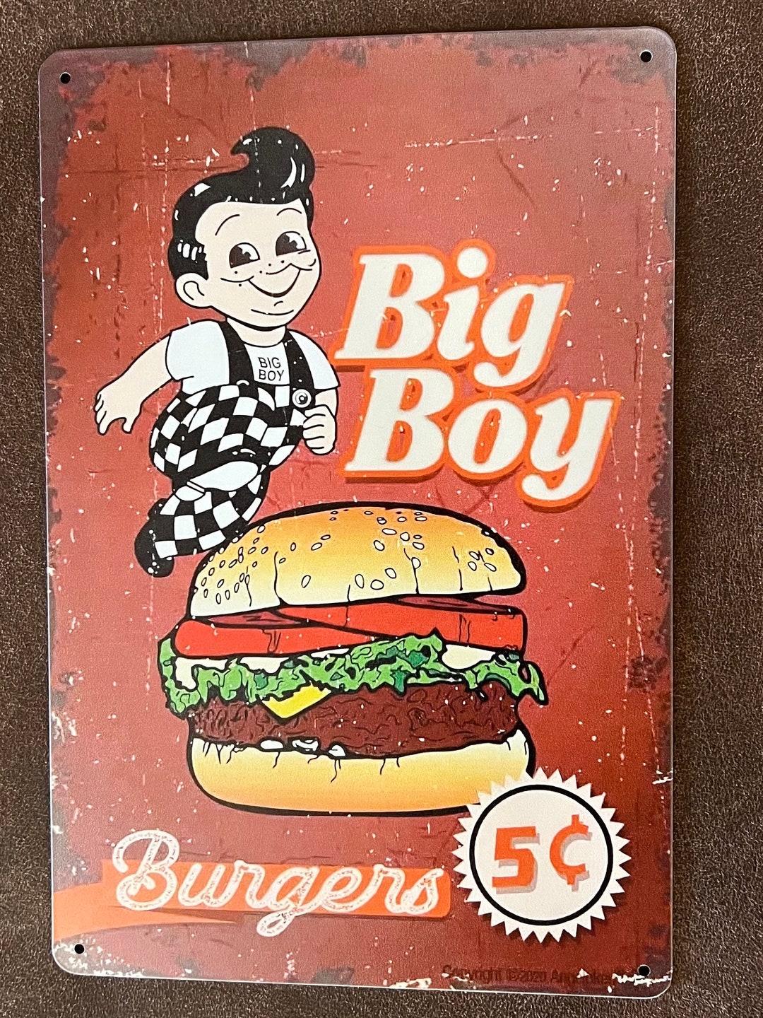 Big Boy Burgers Tin Metal Sign Man Cave Decor Garage Shop Gifts for Men ...