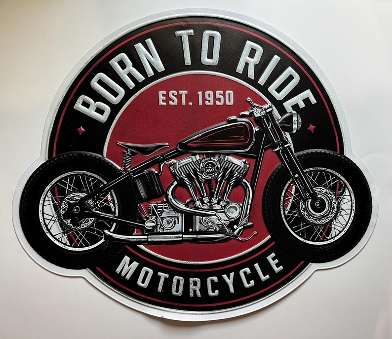Motorcycle Born to Ride Tin Metal Sign Embossed Decor Wall Decor for ...