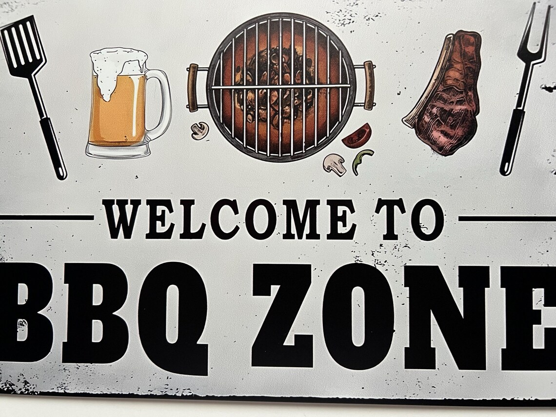 BBQ Zone Food Tin Metal Sign Man Cave Decor Garage Gifts for Men Wall ...