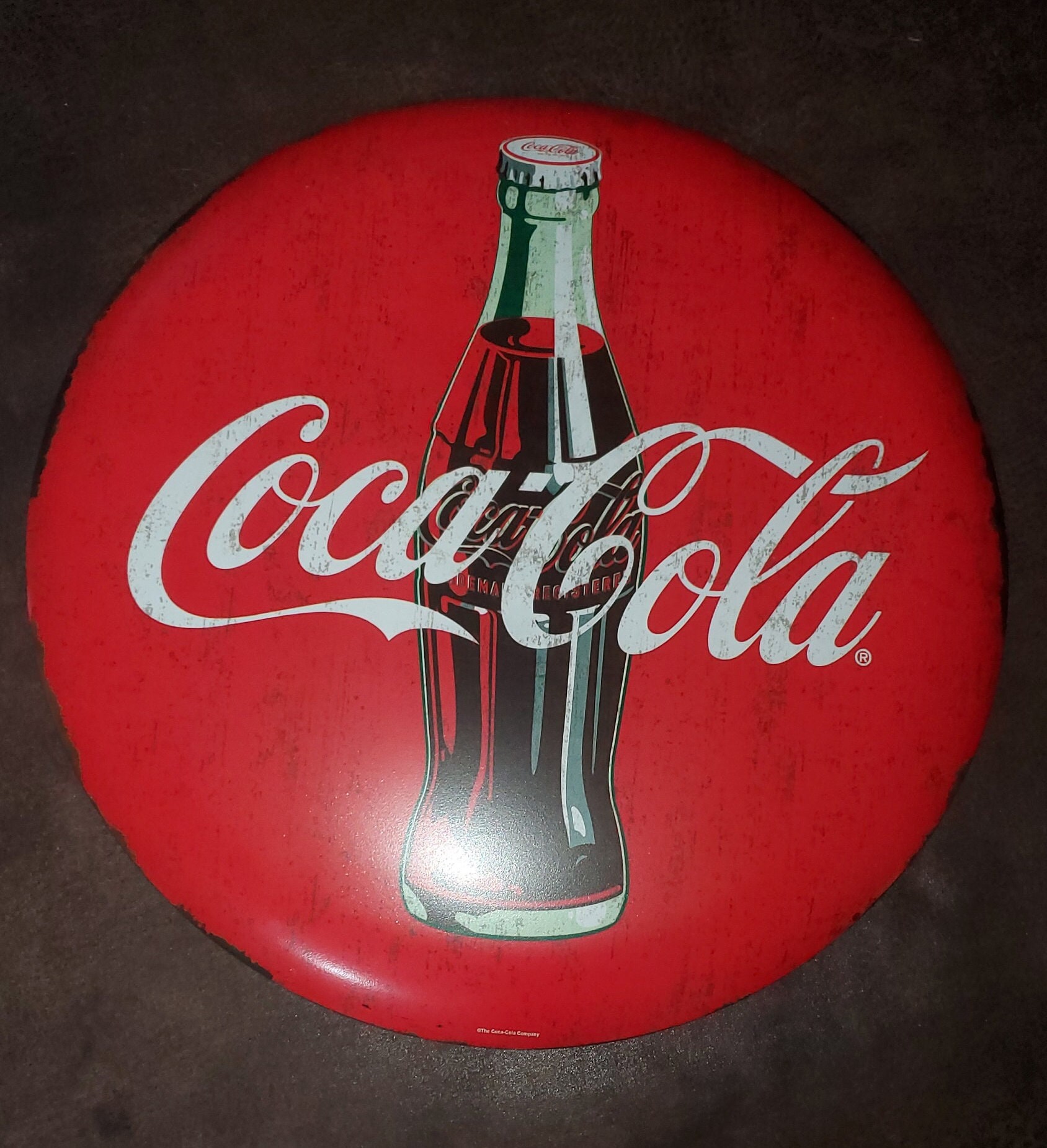 Coca-cola 15 Rustic Look Button Metal Sign Motor Oil Gas Station ...